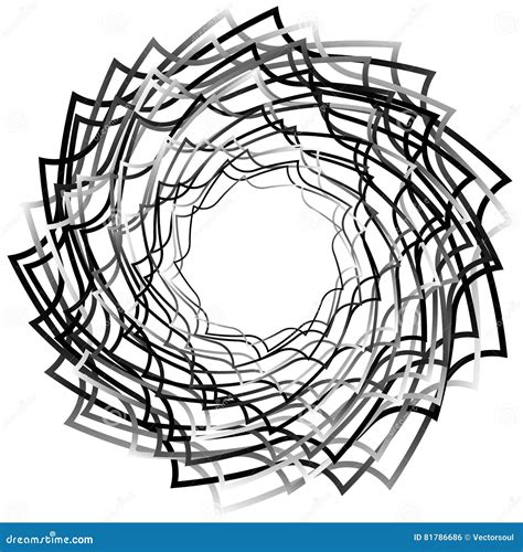 Spirally Abstract Geometric Element Artistic Monochrome Illust Stock