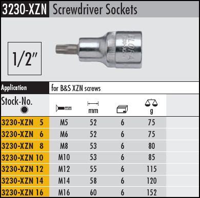Elora XZN Bit Sockets made in Germany 3/8 & 1/2 in drive