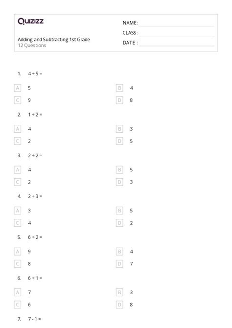 50 adding and subtracting mixed numbers worksheets for 1st class on