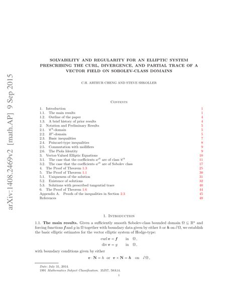 Pdf Solvability And Regularity For An Elliptic System Prescribing The Curl Divergence And