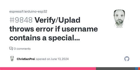 Verify Uplad Throws Error If Username Contains A Special Character