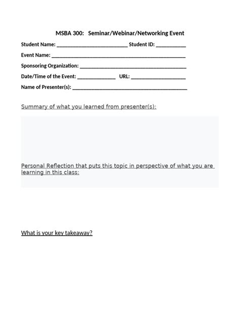Template For Event Assignment Pdf