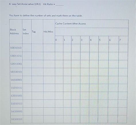 Solved Given The Following Block Access Sequence Fill In The