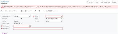 custom screen always throwing unhandled exception error on save about a