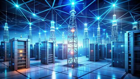 Cyberpunk Cityscape Towers Of Data 3d Illustration Futuristic City