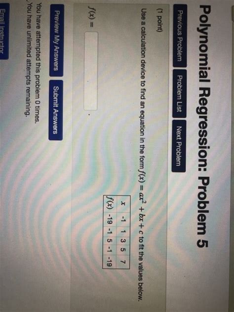 Solved Polynomial Regression Problem 5 Previous Problem