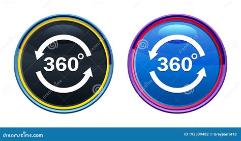 360 Degrees Rotate Arrow Icon Artistic Glassy Round Buton Set Illustration Stock Vector