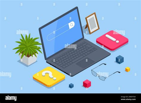 Isometric Question Marks Message Box With Question Chatbot Technology AI Chat Based On