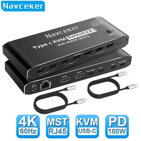 4k Usb C Kvm Switch 2 Monitors 2 Laptops Dual Thunderbolt Dock Station