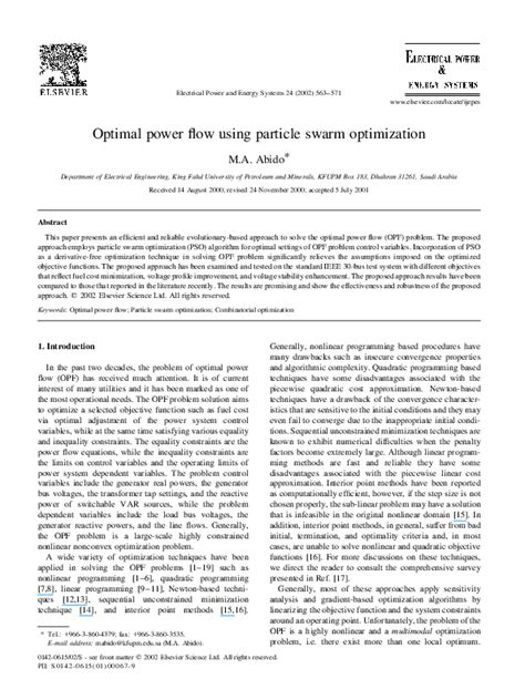 Pdf Optimal Power Flow Using Particle Swarm Optimization