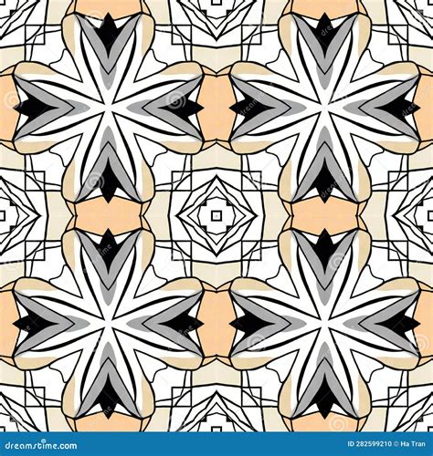 Seamless Pattern With Abstract Geometric Shapes Repeating Sample Figure And Line Stock
