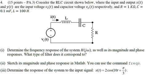 SOLVED Text Points PA Consider The RLC Circuit Shown Below Where The Input And