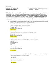 Lesson Docx PHY Lesson Problem Set Rotational Dynamics Name Briley Guarneri