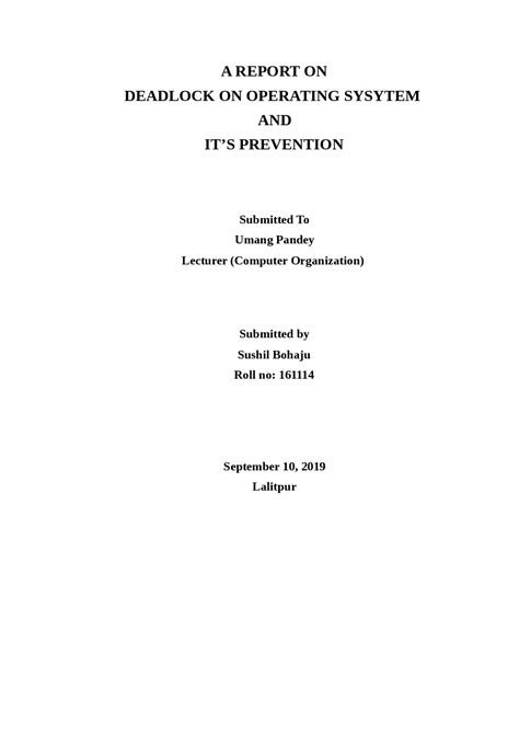 Deadlock In Operating System Docsity