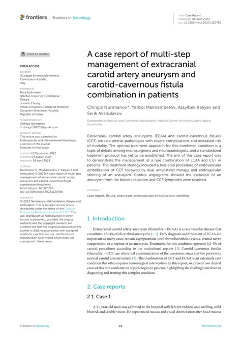Pdf A Case Report Of Multi Step Management Of Extracranial Carotid