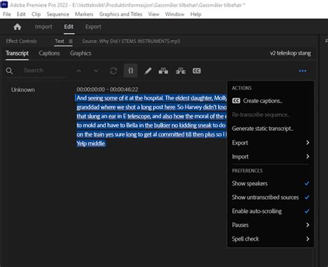 generate captions for just one clip r premiere