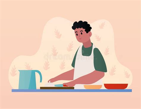 Man Cutting Vegetable Stock Vector Illustration Of Knife 212447334