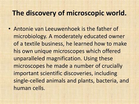 The Discovery Of Microscopic World Ppt Download