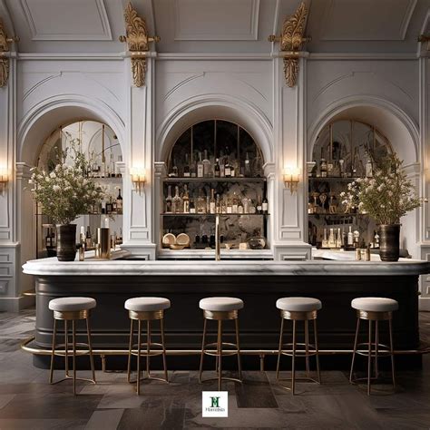 Classic Interior Home Decor Ideas Elegant Bar With Stools And Marble