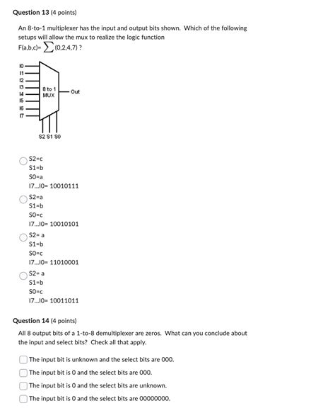 Solved Question Points An To Multiplexer Has The Chegg