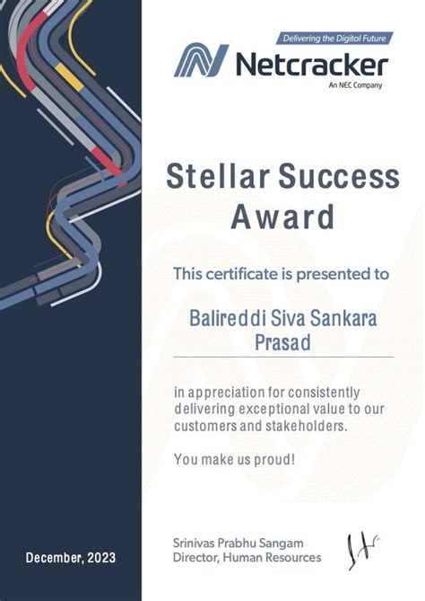 I Am Pleased To Announce That I Received The Stellar Success Award