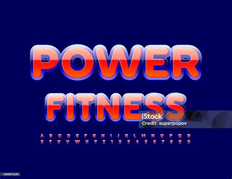 벡터 광고 사인 파워 피트니스 크리에이티브 알파벳 문자와 숫자 세트 건강한 생활방식에 대한 스톡 벡터 아트 및 기타 이미지 건강한 생활방식 광고 그래픽 프린트