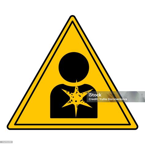 노란색 기호 발암 물질 벡터 아이콘입니다 인체 건강에 대한 위험 경고 화학물질 라벨링 건강관리와 의술에 대한 스톡 벡터 아트 및