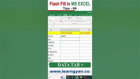 Flash Fill In Excel Trick 89 Short Youtube