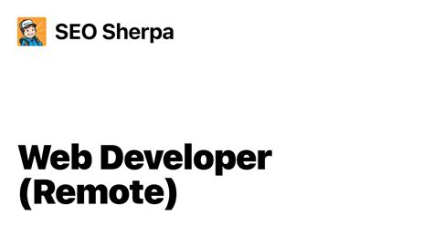 Web Developer Remote At Seo Sherpa