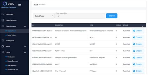 list of available token templates for token creator issuer