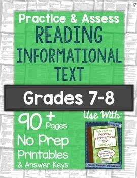 The Reading Information Text Book For Grade Is In Green And Black With White Writing On It