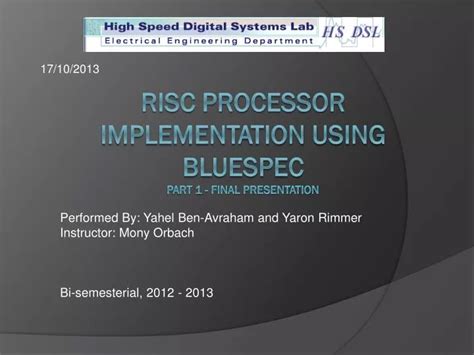 Ppt Risc Processor Implementation Using Bluespec Part 1 Final Presentation Powerpoint