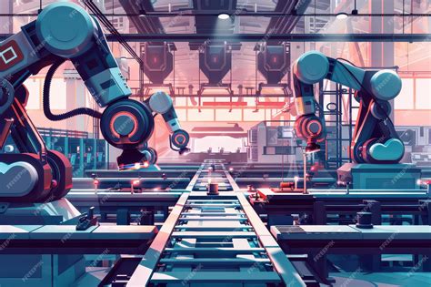 Two Robotic Arms Work On An Assembly Line In A Factory Setting Premium Ai Generated Image