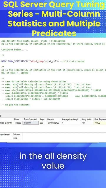 Sql Server Query Tuning Series Multi Column Statistics And Multiple