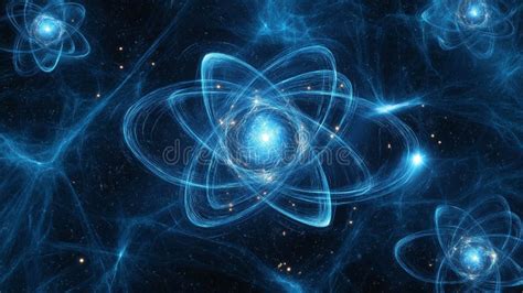 Dynamic Background Of Overlapping Atomic Structures With Glowing Particles Stock Image Image