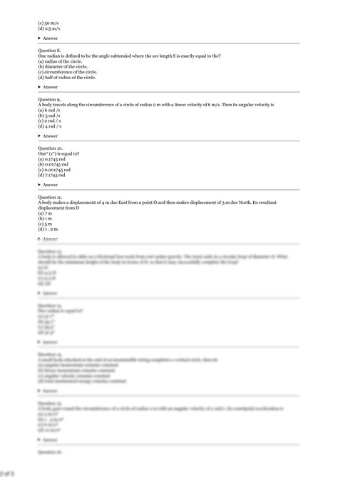 solution mcq questions for class 11 physics chapter 4 motion in a
