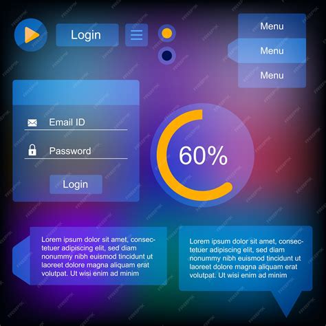 사용자 인터페이스 모바일 앱 키트 벡터 일러스트 레이 션 디자인입니다 소프트웨어 응용 프로그램 Ui 프리미엄 벡터
