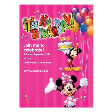 Its My Birthday Pink Custom Card Disney Photo Ts