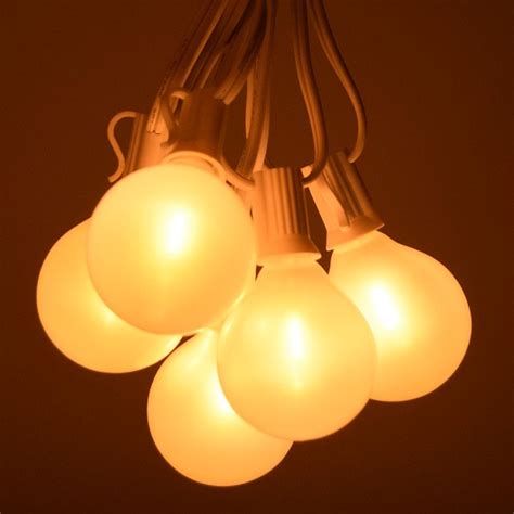 G50 LED Frosted White String Lights With White Wire