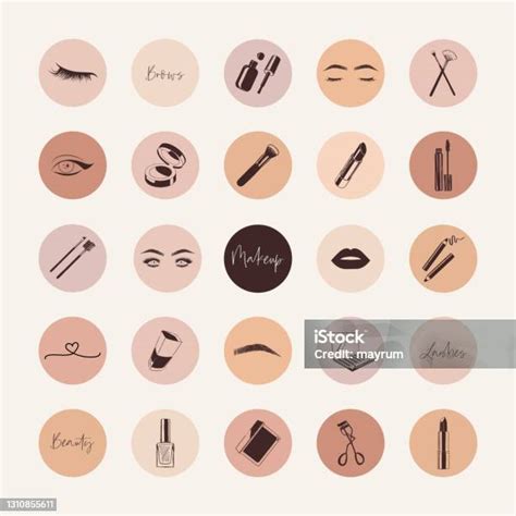 화장품 아이콘 메이크업 요소 메이크업 아티스트 소셜 미디어 하이라이트 커버 메이크업 화장품에 대한 스톡 벡터 아트 및 기타 이미지 메이크업 화장품 아이콘 형광펜