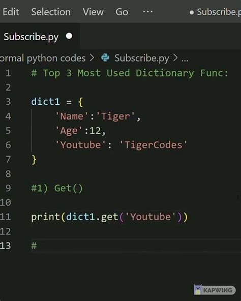 Top 3 Most Used Dictionary Function Tigercodes Shorts Coding Python Youtube