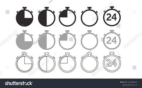 Vector Isolated Time Clock Line Icons Stock Vector Royalty Free