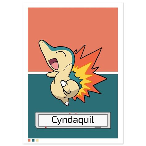Cyndaquil Poster Minimalistic Wall Art Premium Matte Print Pokemon