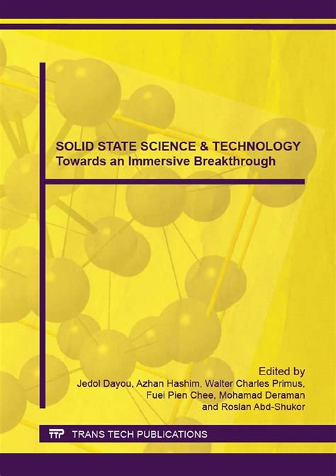 Amazon Com Solid State Science Technology Towards An Immersive Breakthrough Selected Peer