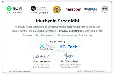 muthyala sreenidhi on linkedin empowering women in ai🌟 my experience