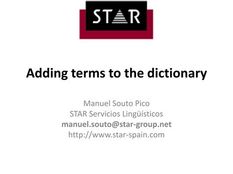 adding terms to the dictionary in transit nxt pptx