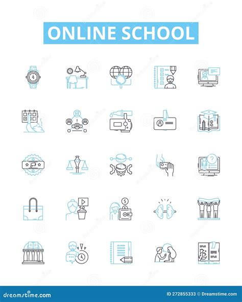 Virtual Education Line Icons Collection E Learning Cyberlearning