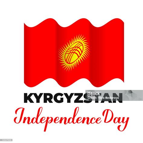 키르기스스탄 독립기념일에 깃발이 적어 있다 공휴일은 8월 31일에 축하합니다 타이포그래피 포스터 배너 전단지 스티커 인사말 카드