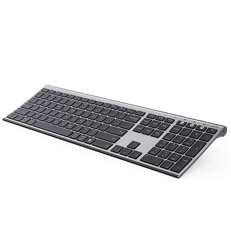 Techground Multi Device Bluetooth Keyboard Full Size Ultra Slim Rechargeable Wireless Bluetooth