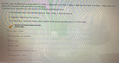 Solved Use The Rules Of Inference To Show That If V X Ax V